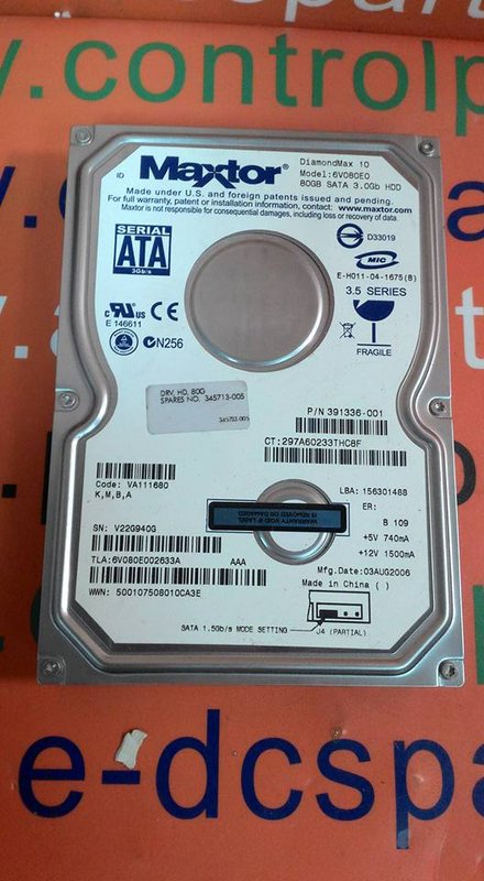 MAXTOR 6V080E0 80GB 3.5" Hard Drive SATA - 裕益科技自動化設備可程式編碼器PLC分散式控制系統DCS